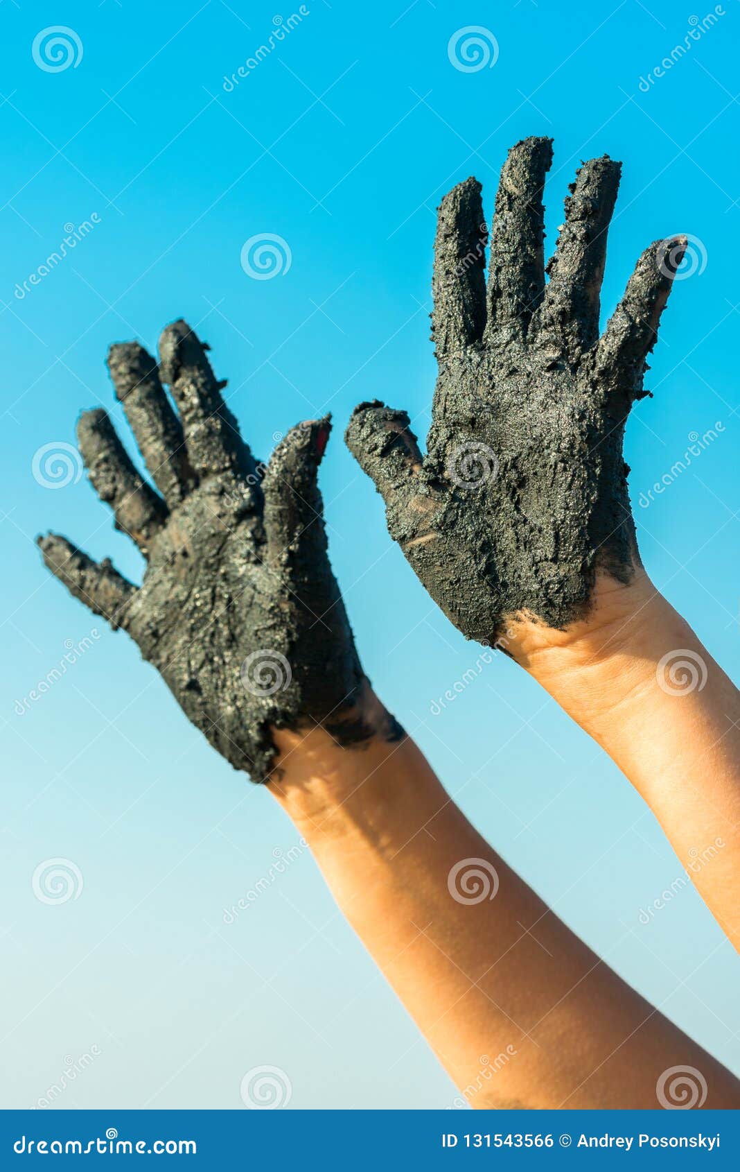 Hands in the mud stock photo. Image of healthy, dust - 131543566