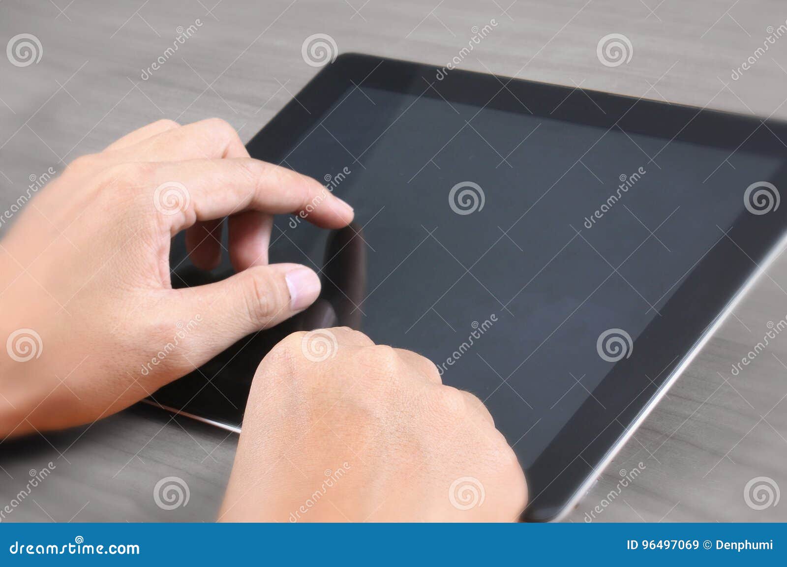 Hands Multitasking Man Using Tablet Stock Image - Image of hands, hand ...