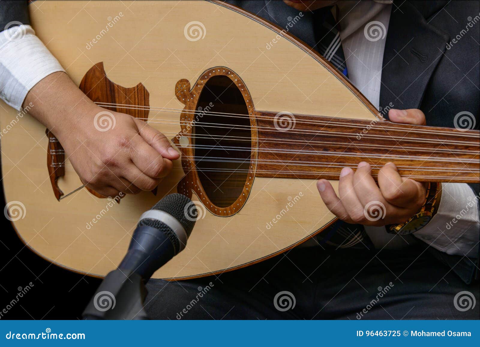 Hands of Musician Playing Note on Lute Stock Image - Image of east ...