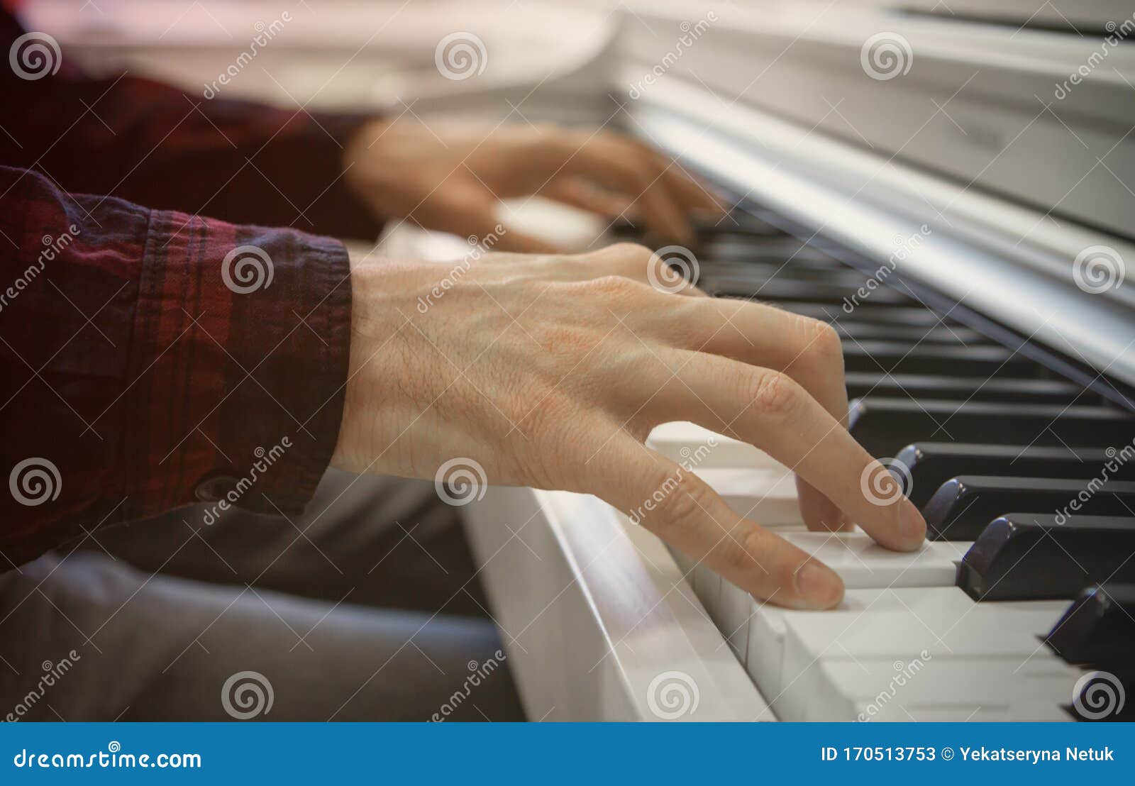 The Hands of a Musician Playing the Piano Closeup Stock Image - Image ...