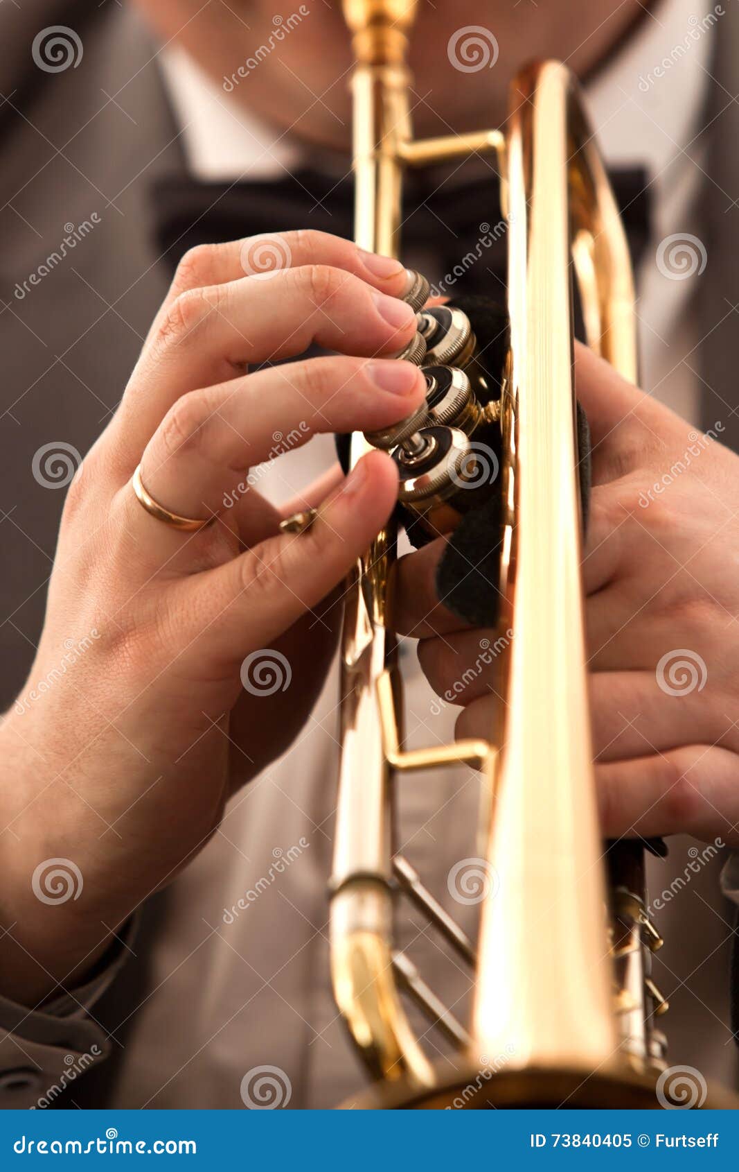 Hands of the Musician Playing a Trumpet Stock Image - Image of ...