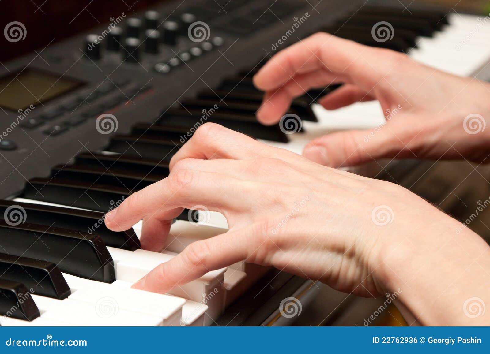 Hands of the Musician on a Synthesizer Stock Photo - Image of player ...