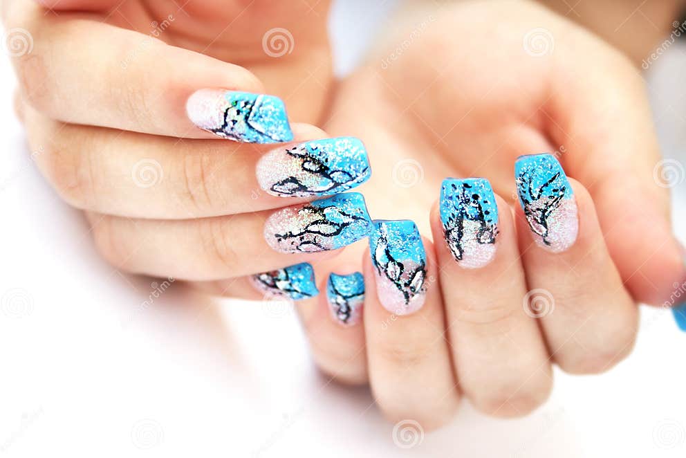 Hands with nail art stock photo. Image of delicate, fashionable - 19650202