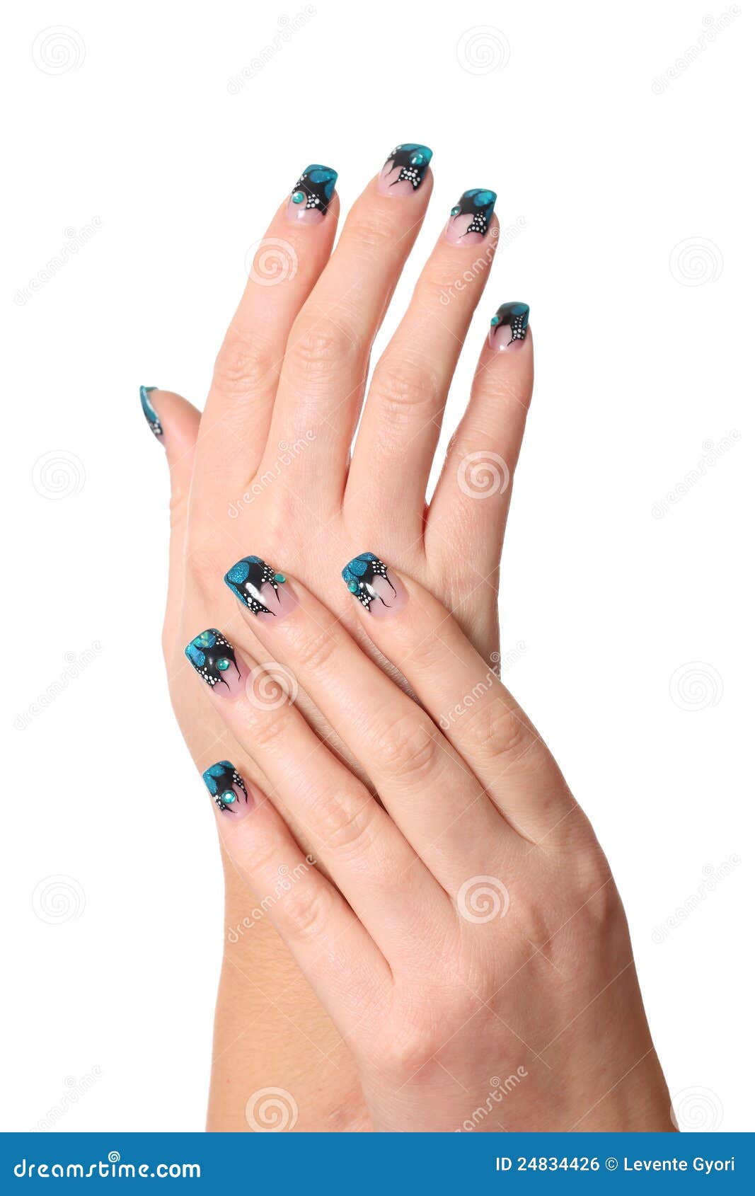 Hands with nail art stock photo. Image of gemstone, hand - 24834426