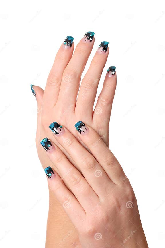Hands with nail art stock photo. Image of gemstone, hand - 24834426