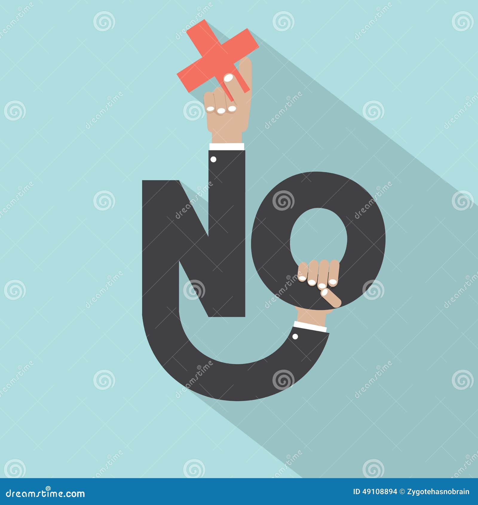Hands with Negative Sign Typography Design Stock Vector - Illustration ...