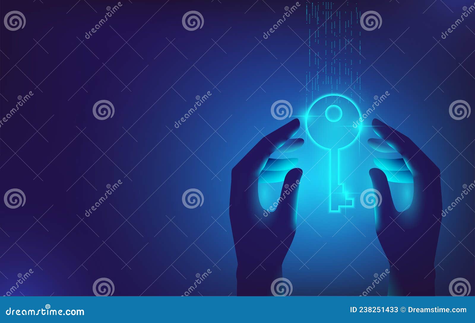 Hands in Neon Light Hold a Virtual Key. Stock Vector - Illustration of ...