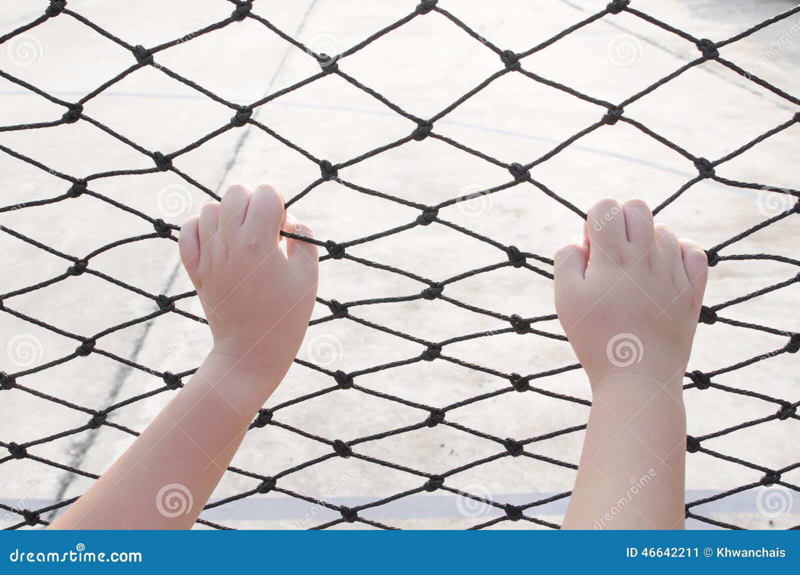Hands with Net, Hands with Rope Mesh Fence Stock Image - Image of ...