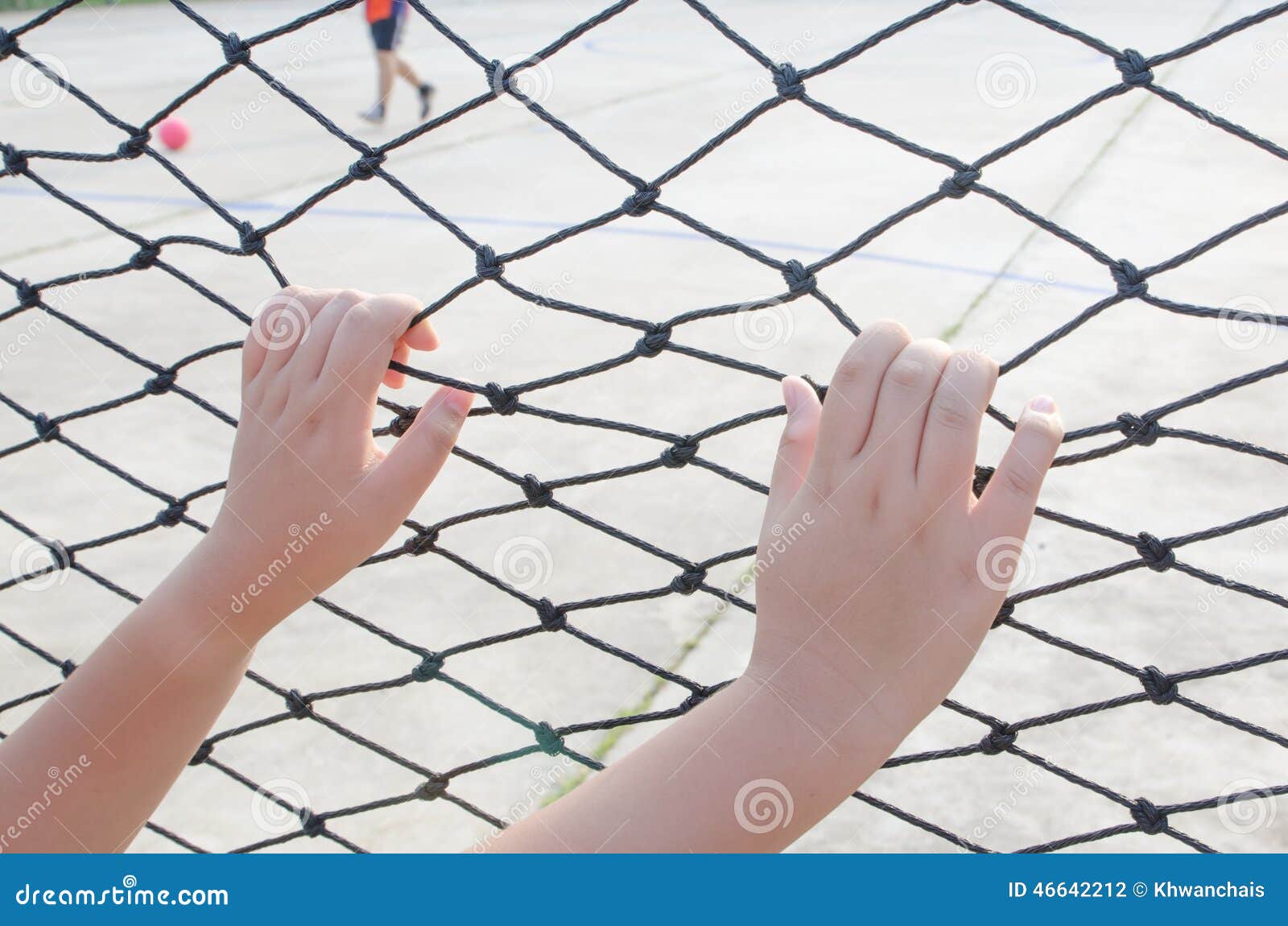 Hands with Net, Hands with Rope Mesh Fence Stock Photo - Image of ...