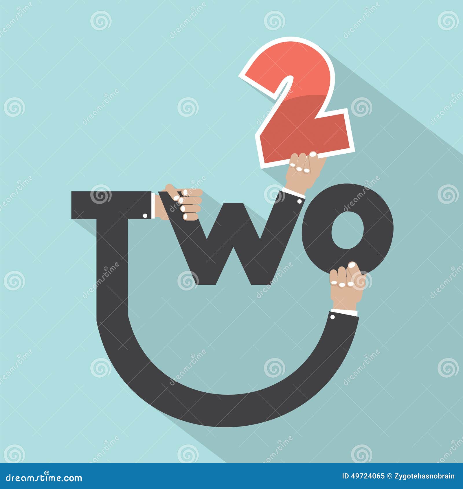 Hands with Number Two Typography Design Stock Vector - Illustration of ...