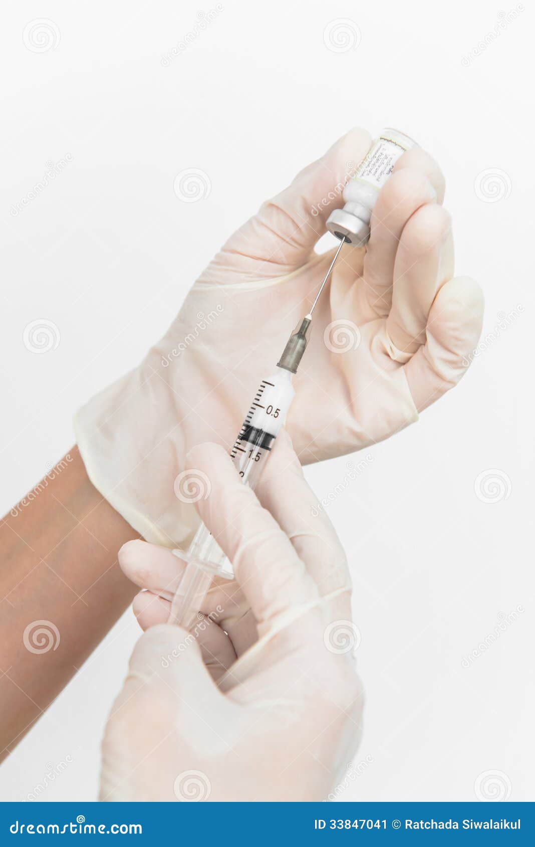Hands of a Nurse Administer the Injection Stock Image - Image of ...