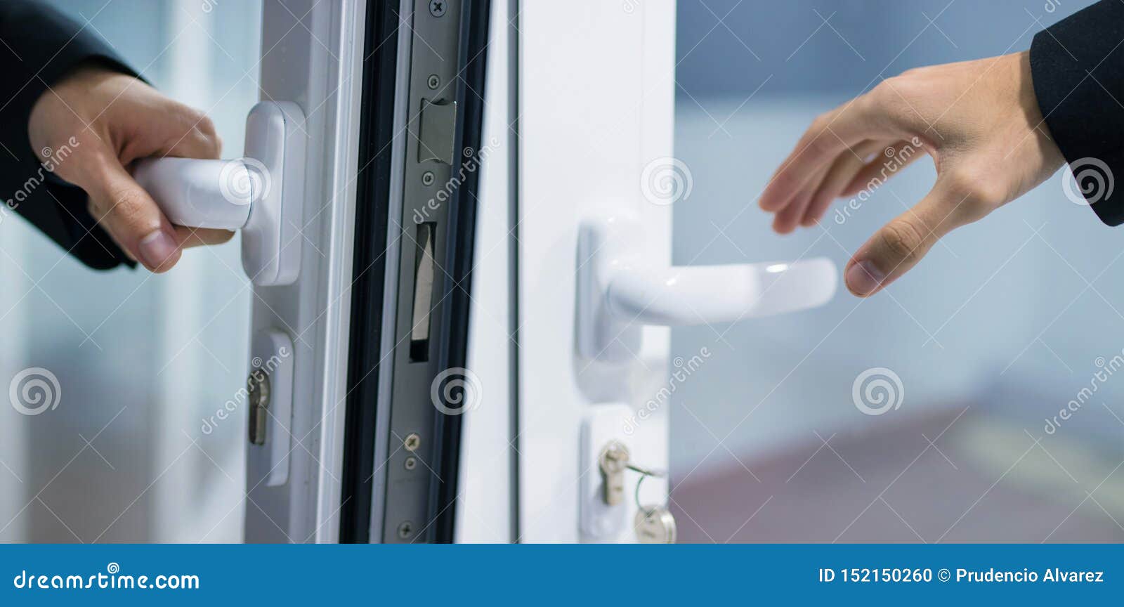 Hands on office doors stock photo. Image of accessibility - 152150260