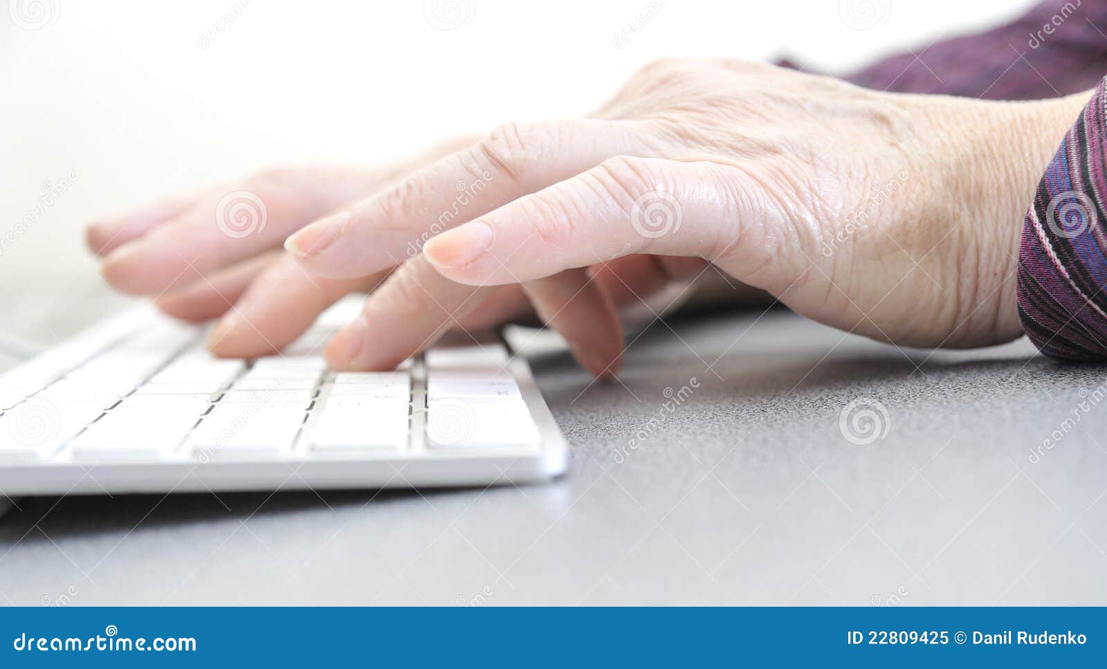 Hands of an Old Female Typing on the Keyboard Stock Image - Image of ...