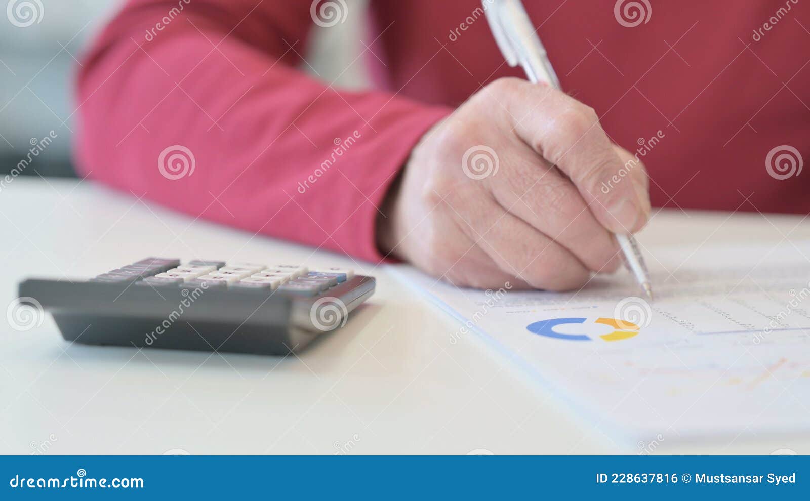 Hands of Old Man Calculating with Calulator, Paperwork Stock Photo ...