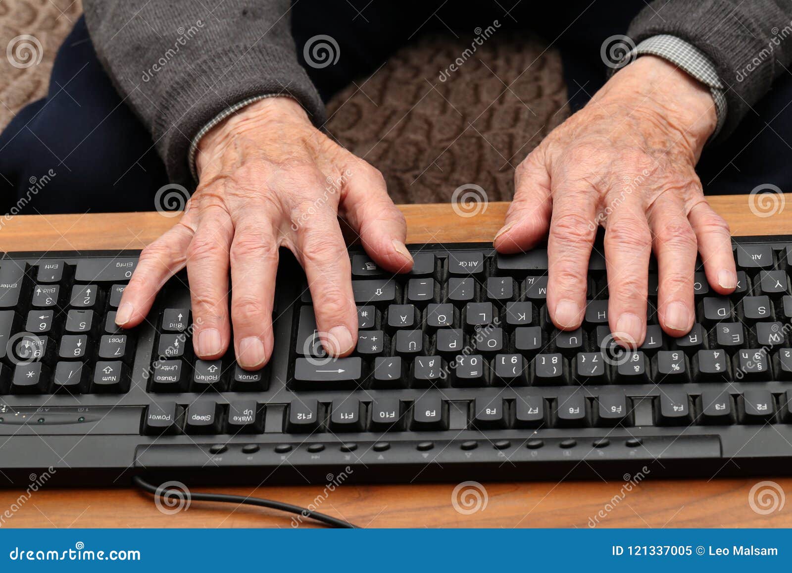 Hands of the Old Man on the Keyboard Stock Image - Image of hand ...