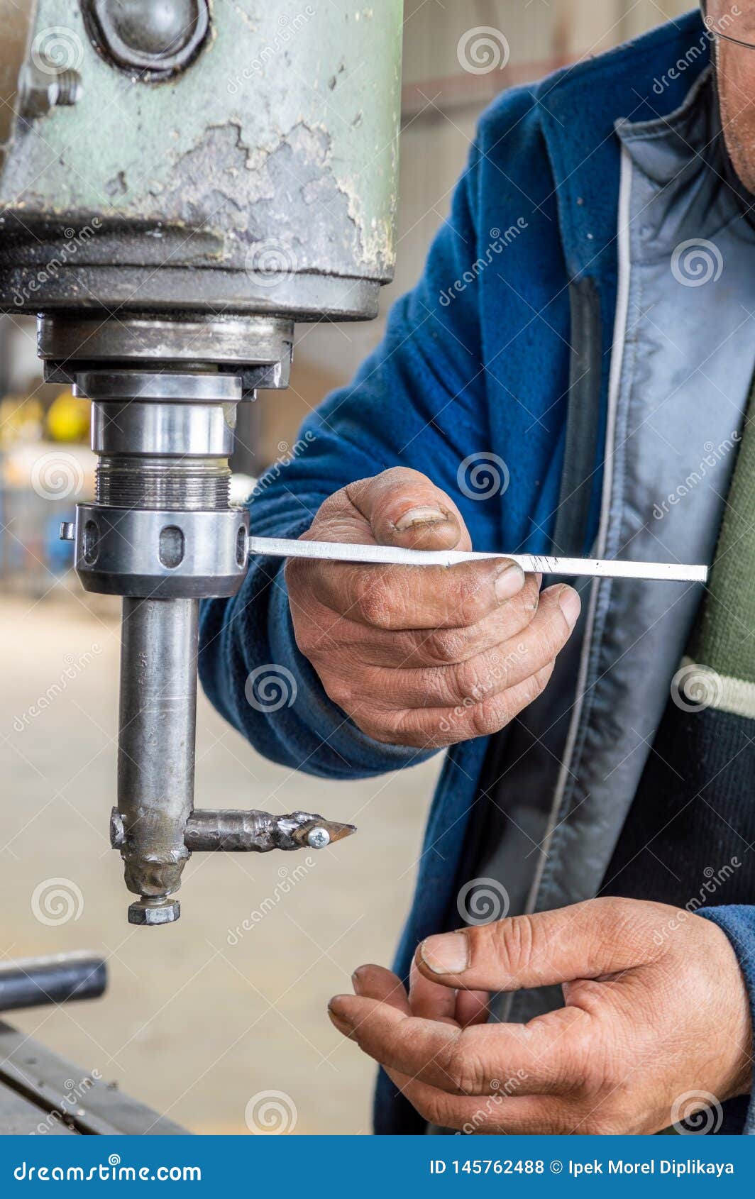 Blue-collar Worker Using Milling Machine in Workshop Stock Photo ...