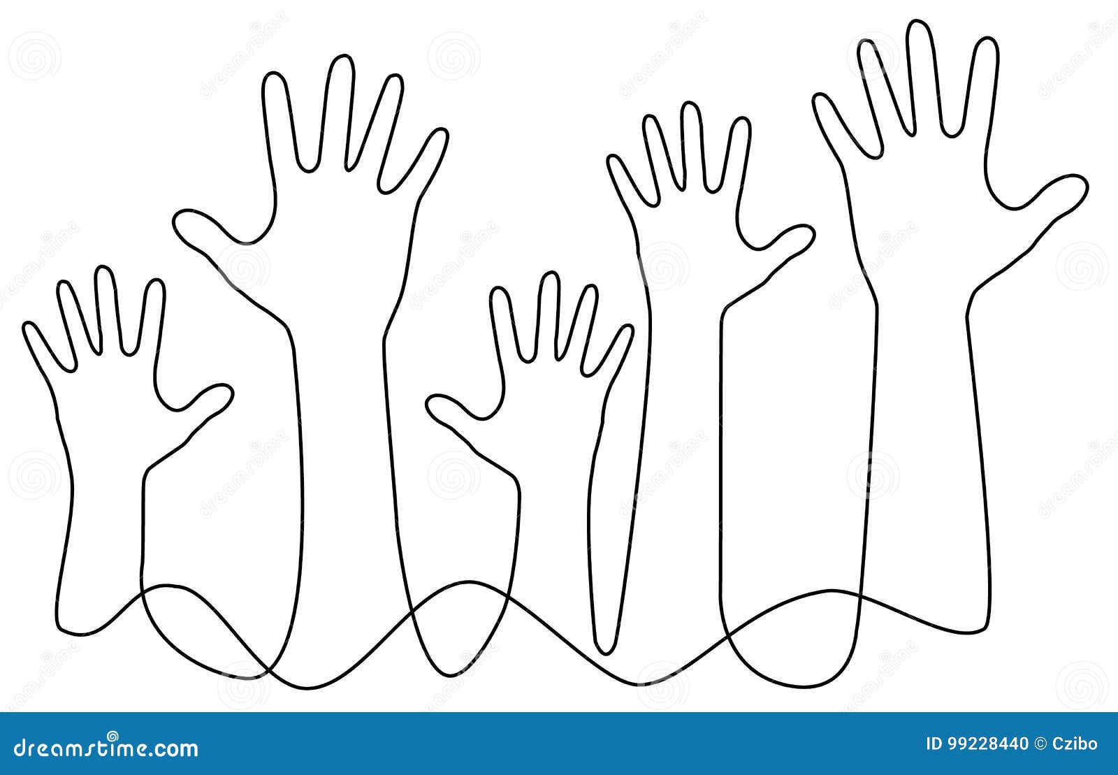 Hands one line drawing stock vector. Illustration of concept - 99228440
