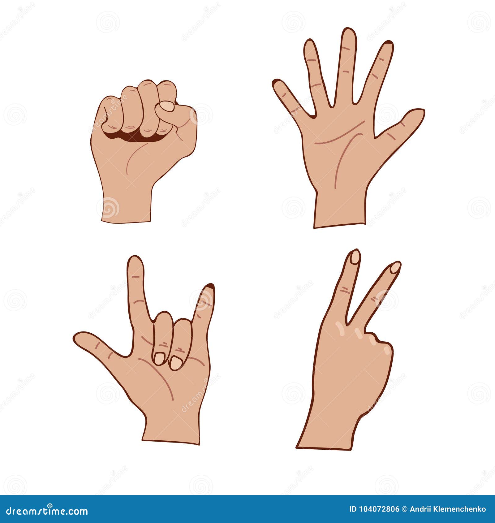 Hands with Open and Closed Fingers. Stock Illustration - Illustration ...