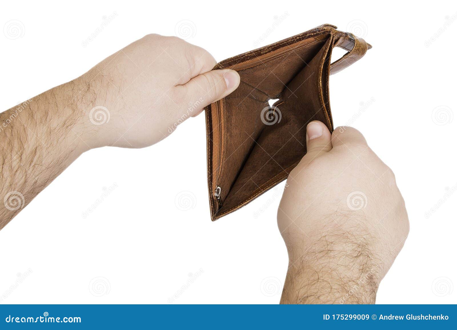 Hands Open Empty Wallet, on White Background, Isolated Stock Image ...
