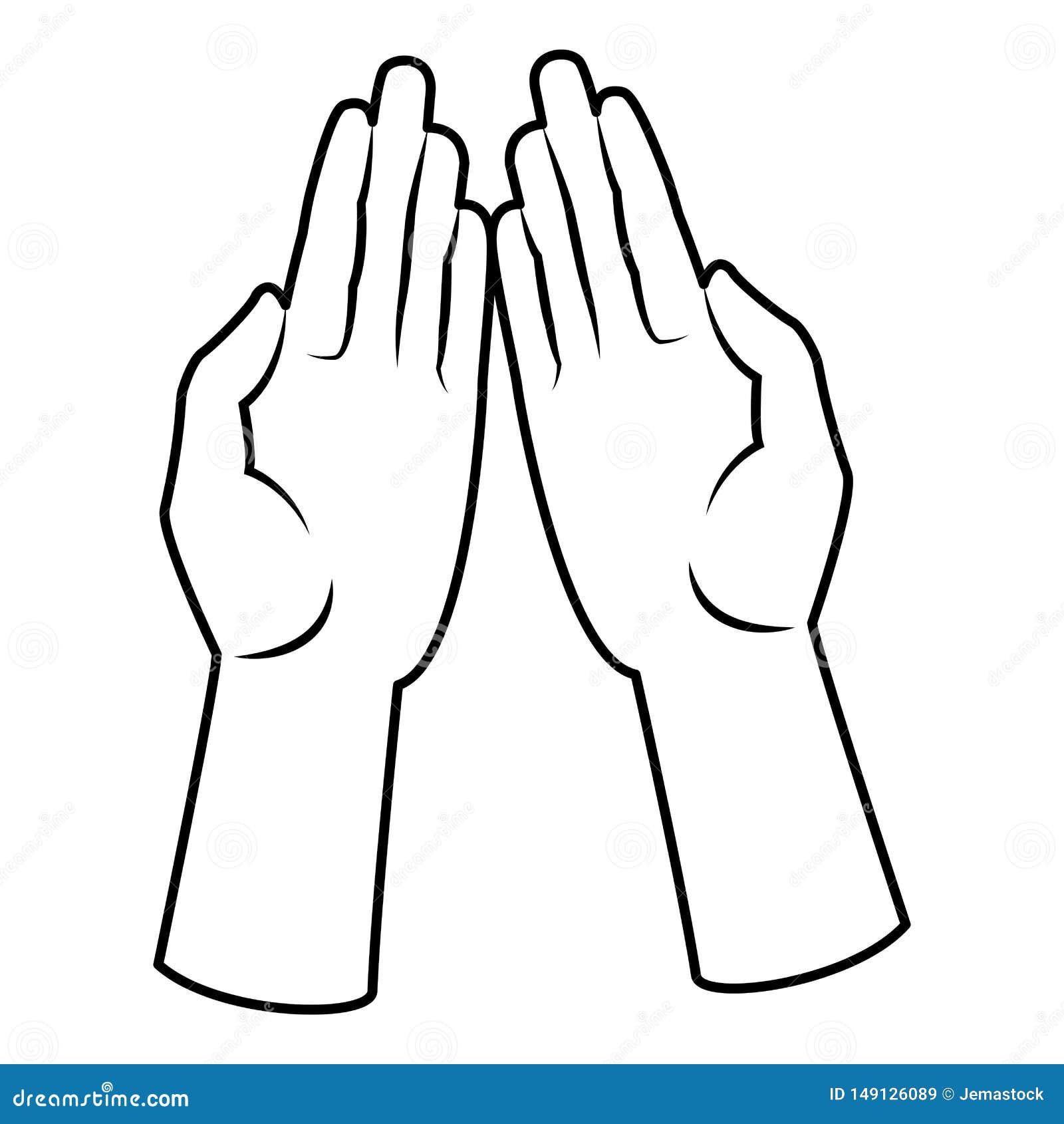Hands Open Facing in Front Black and White Stock Vector - Illustration ...