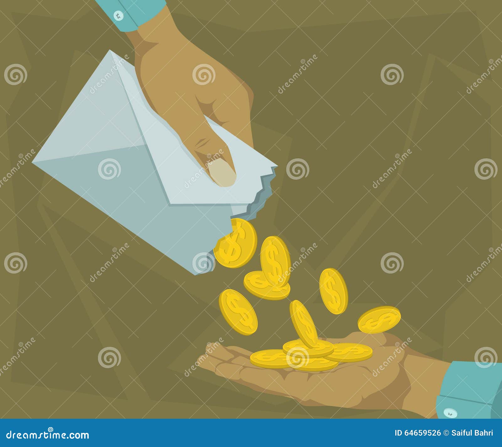 Hands Out Coins in an Envelope Stock Vector - Illustration of earnings ...