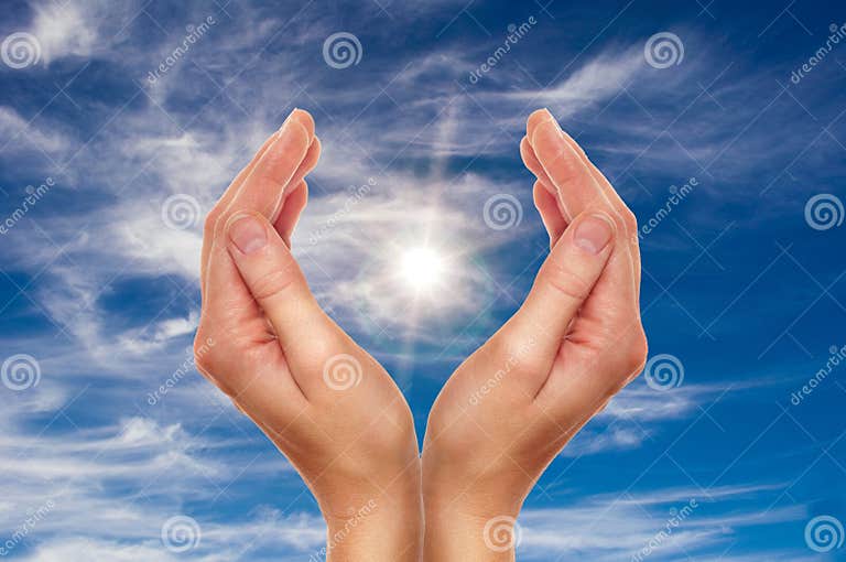 Hands over blue sky stock photo. Image of hope, healthy - 22045234