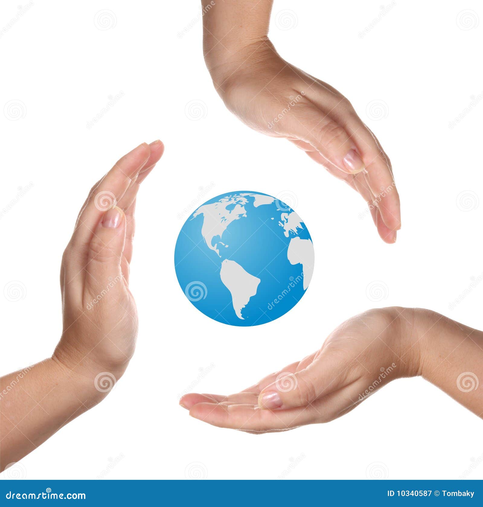 Hands over Earth globe stock image. Image of human, conceptual - 10340587