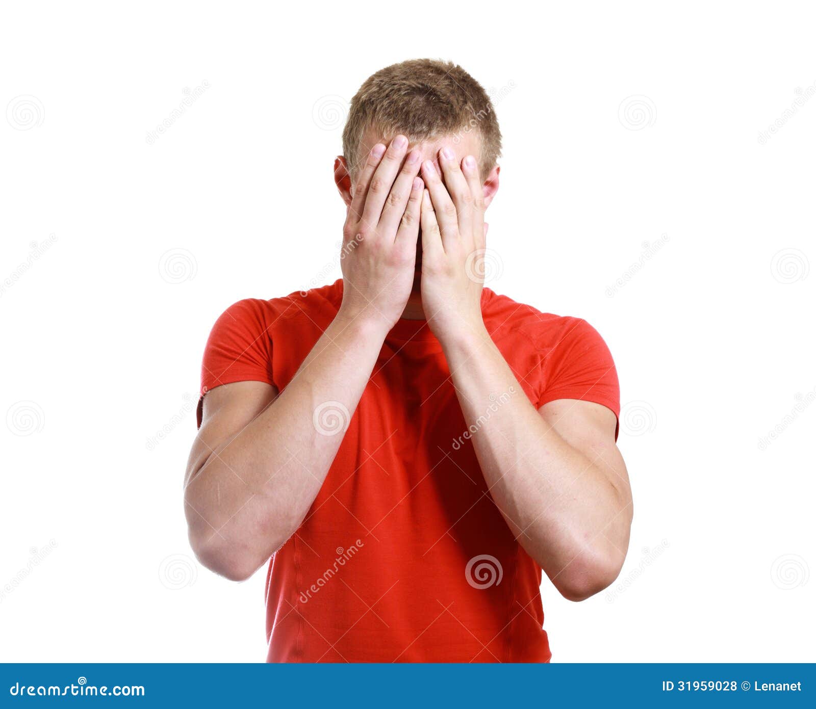 Hands in over his face stock photo. Image of caucasian - 31959028