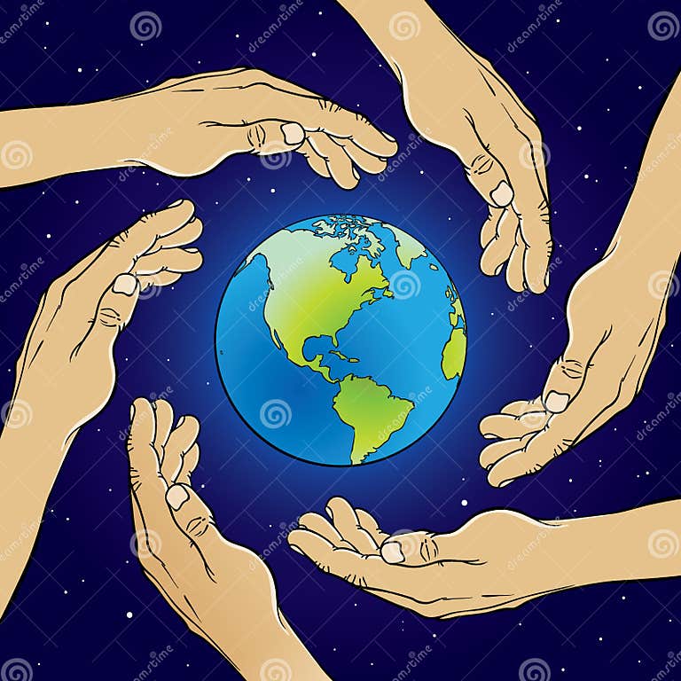 Hands over the World stock vector. Illustration of hands - 21576338