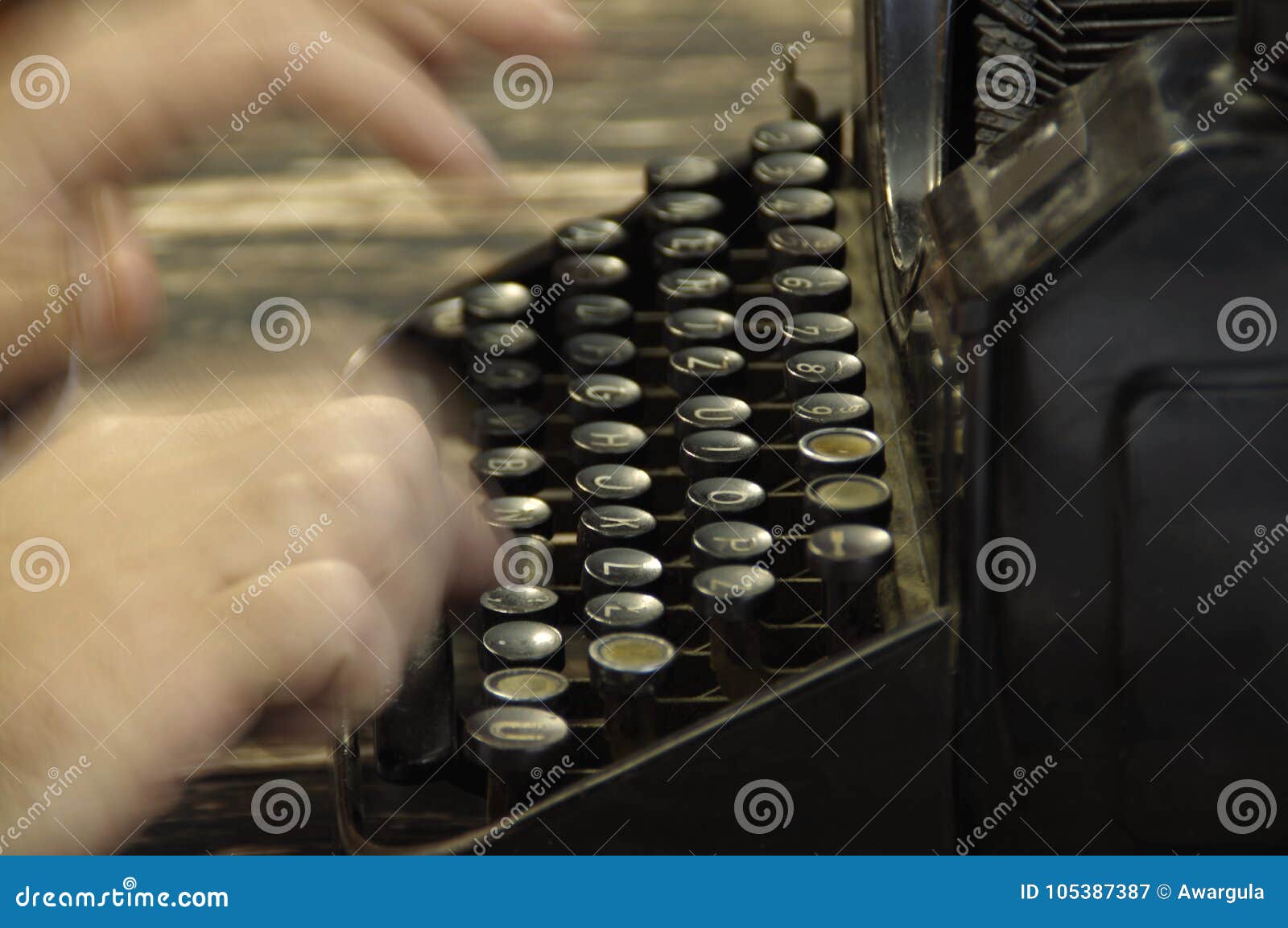 Hands over writing machine stock image. Image of metal - 105387387