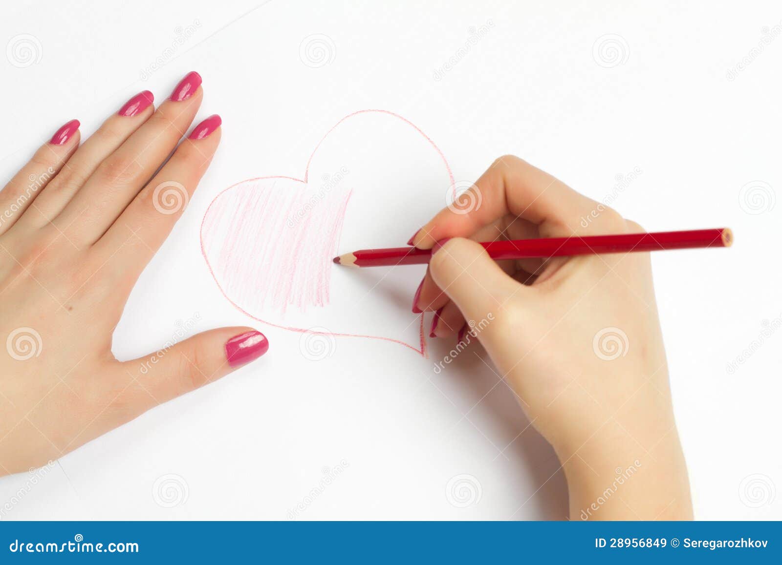 Hands Painting a Heart with a Pencil Stock Image - Image of valentines ...