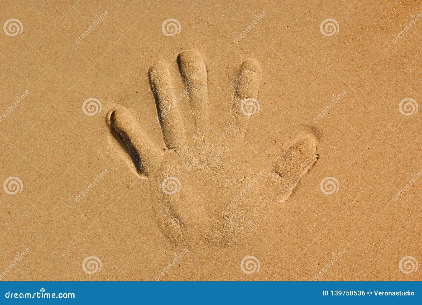 Hands Palm Imprint on the Beach Stock Photo - Image of getaway, sand ...