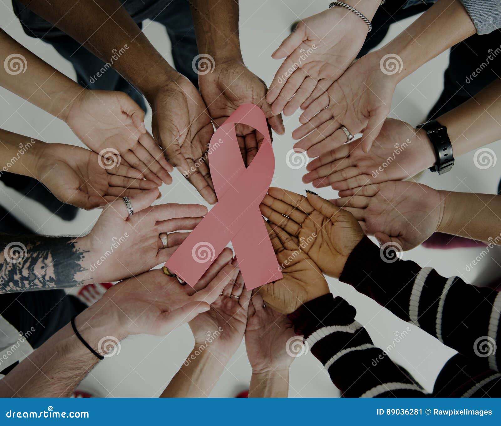 Hands Palms Show Ribbon Together Partnership Diversity Stock Image ...
