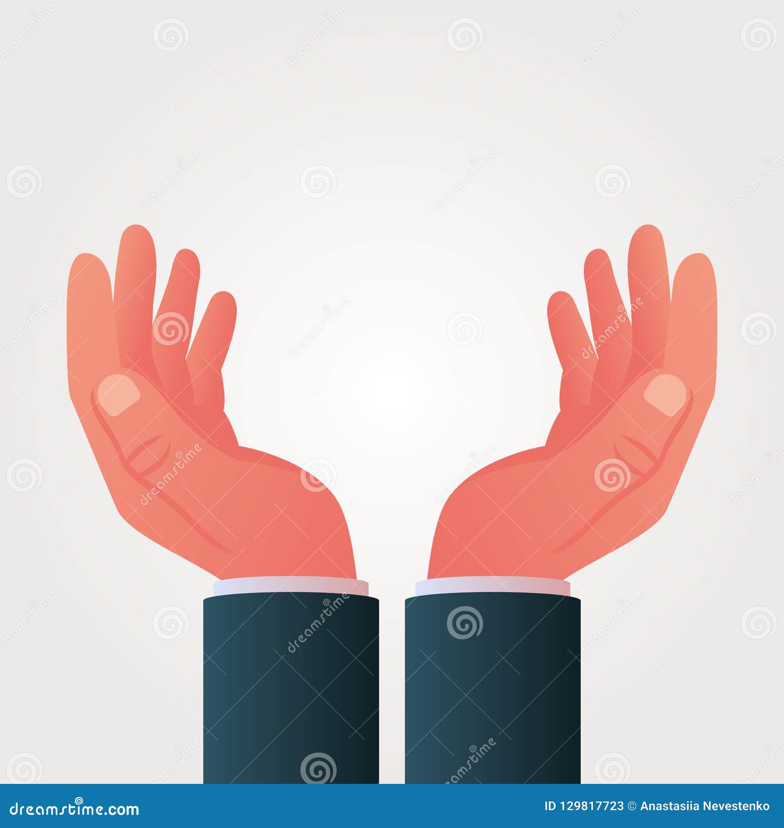 Hands palms together stock vector. Illustration of isolated - 129817723