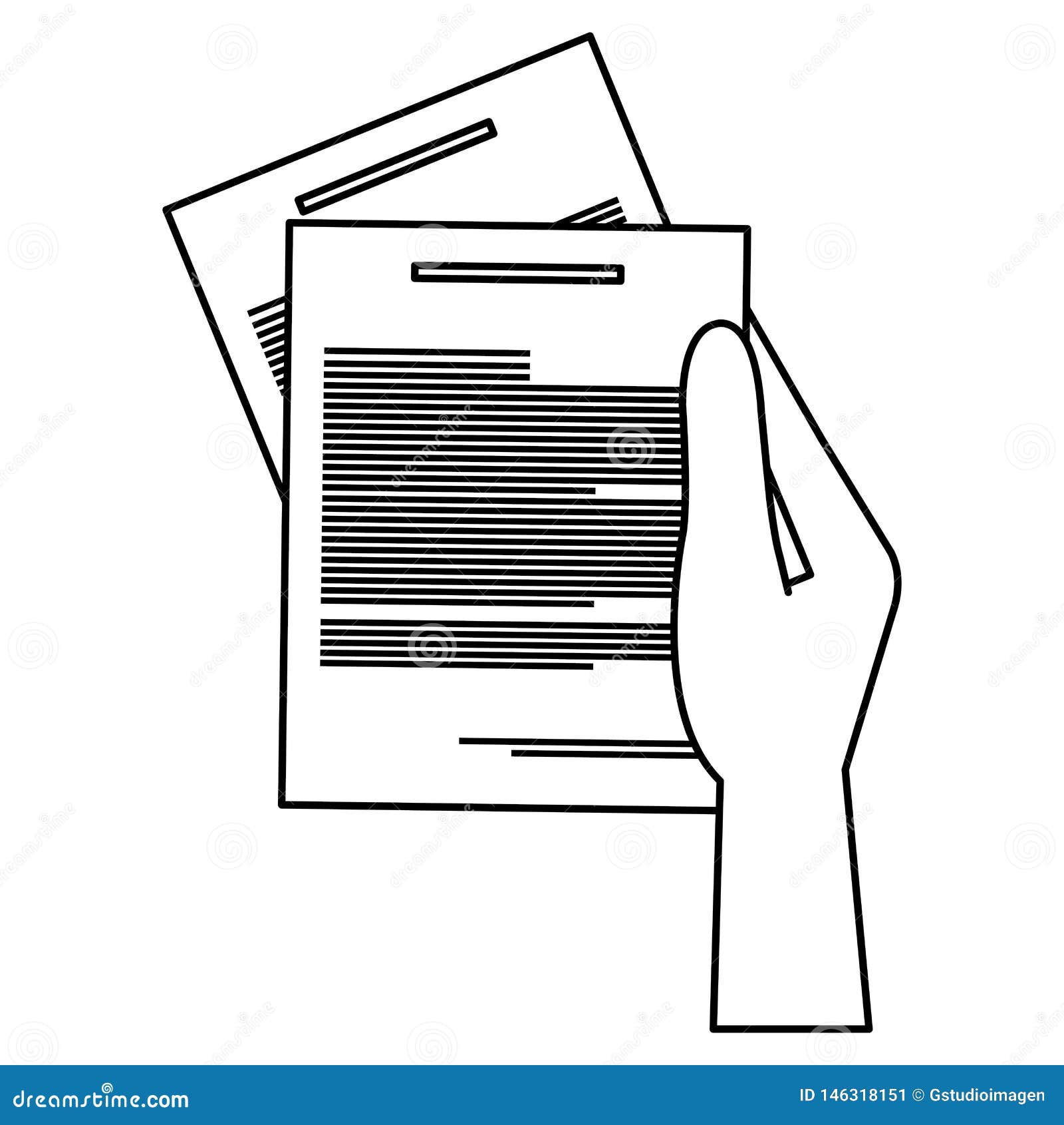 Hands with paper document stock illustration. Illustration of document ...