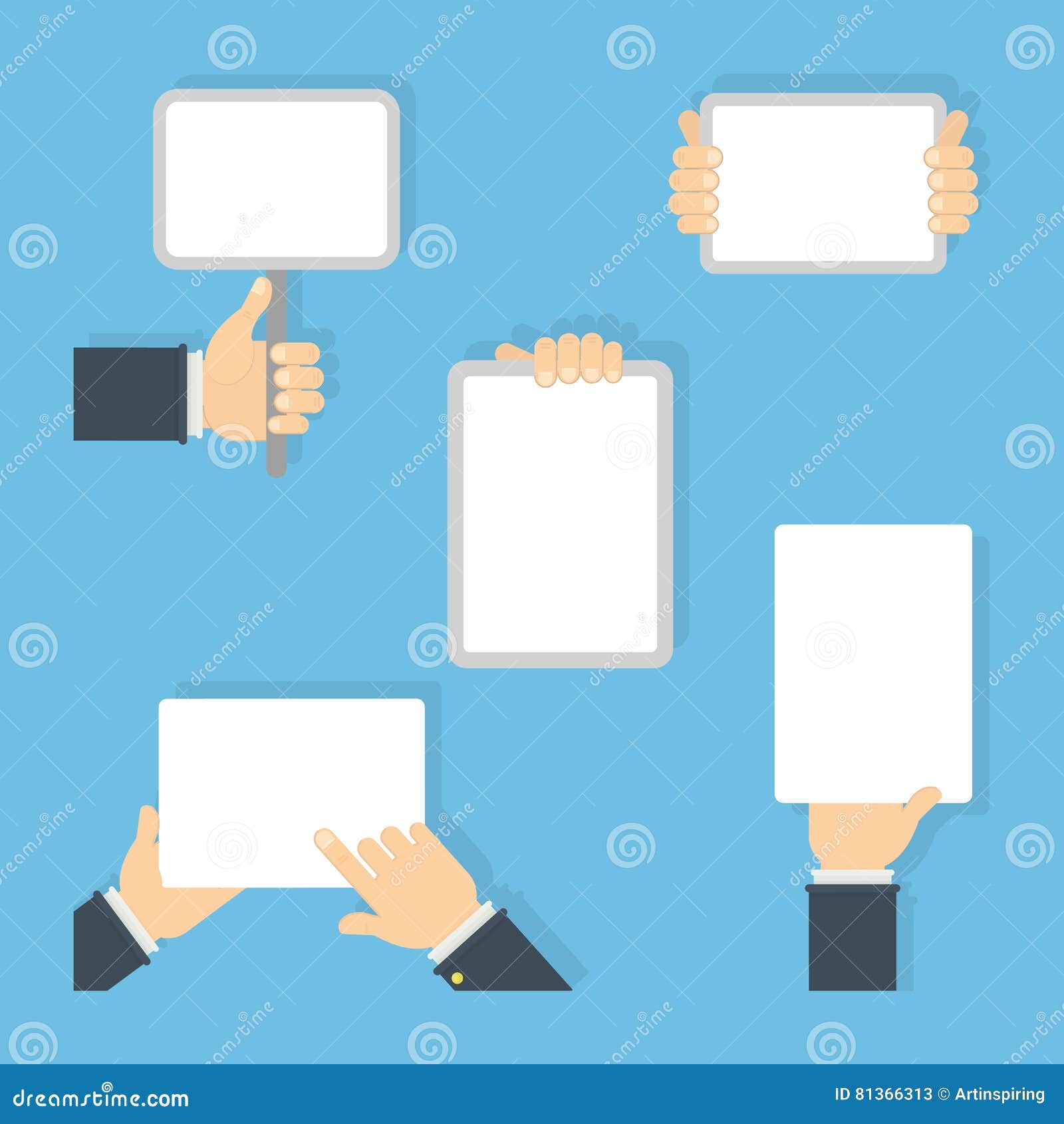 Hands with paper. stock vector. Illustration of page - 81366313