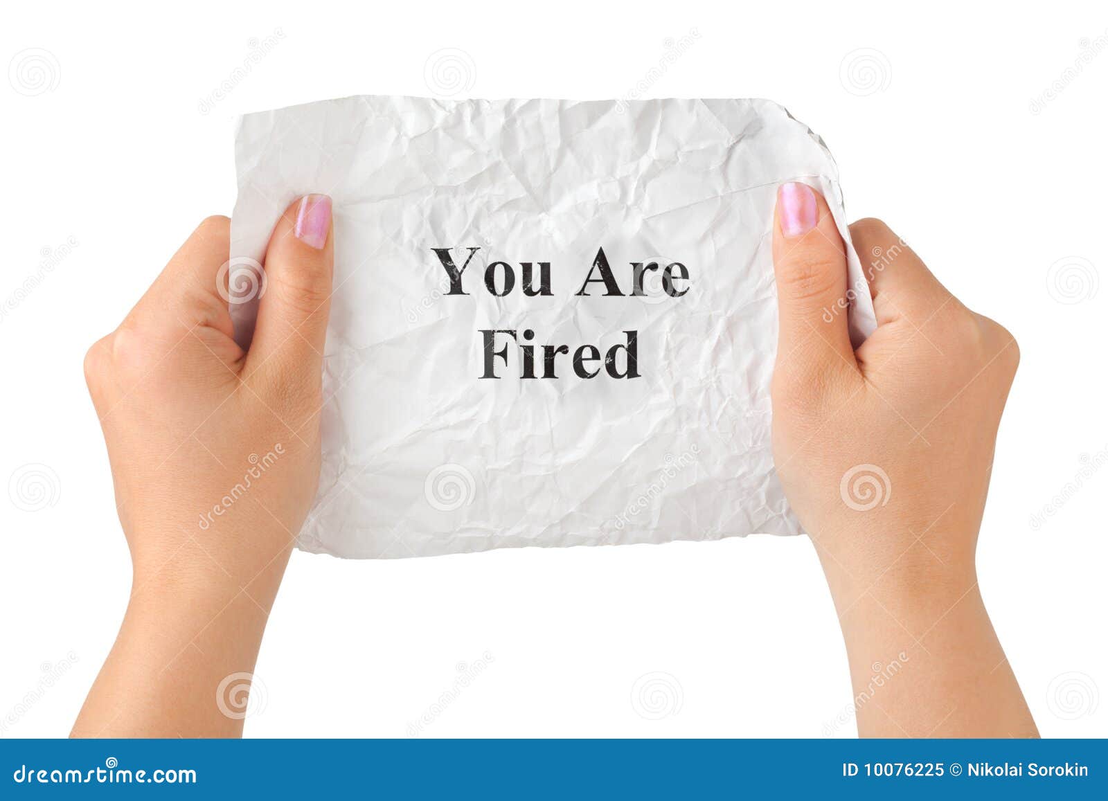 Hands and Paper You are Fired Stock Image - Image of office, message ...