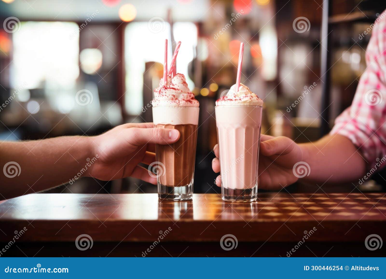 Hands Passing a Milkshake Across a Bar Stock Photo - Image of drink ...