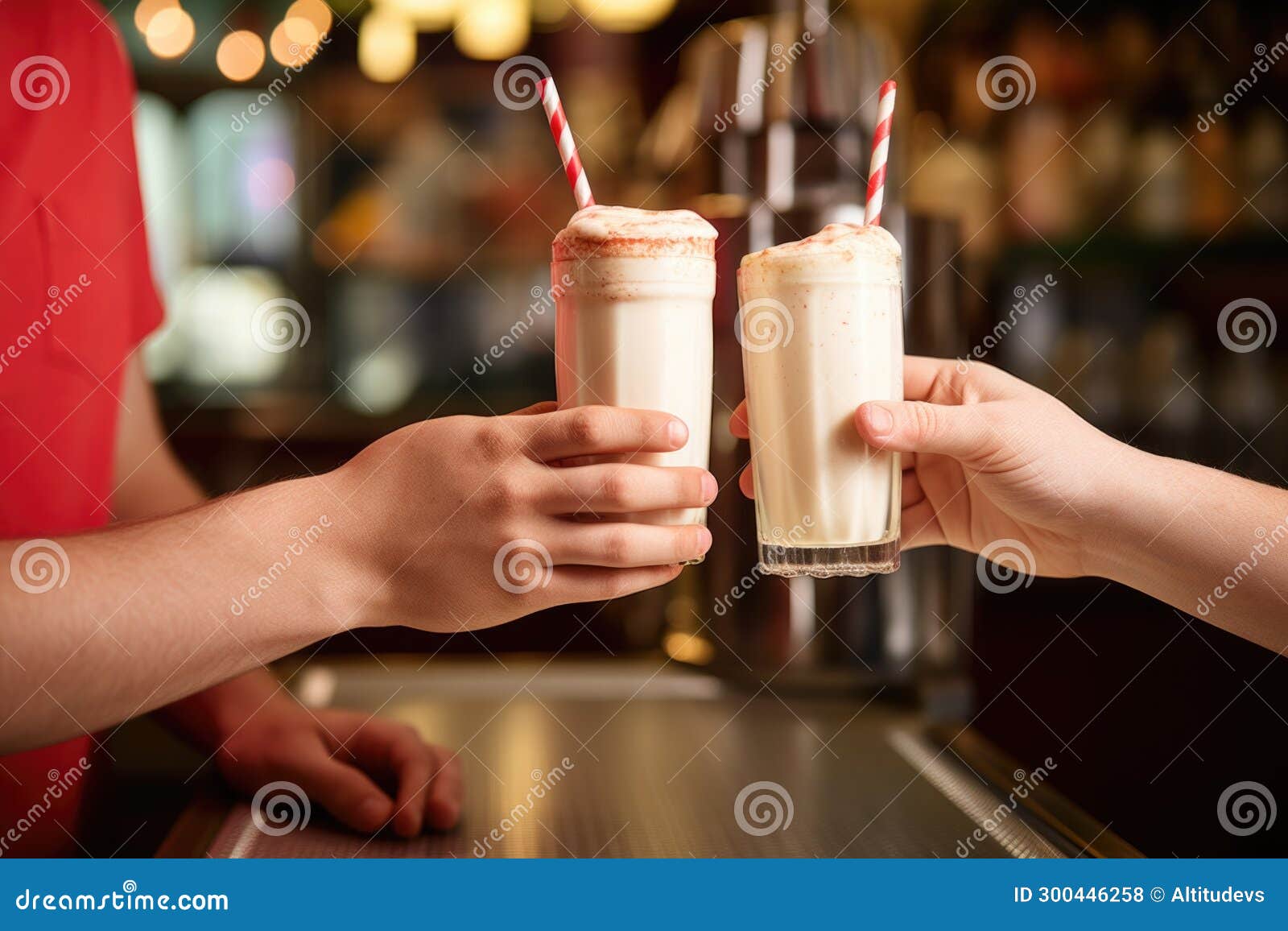 Hands Passing a Milkshake Across a Bar Stock Photo - Image of passing ...