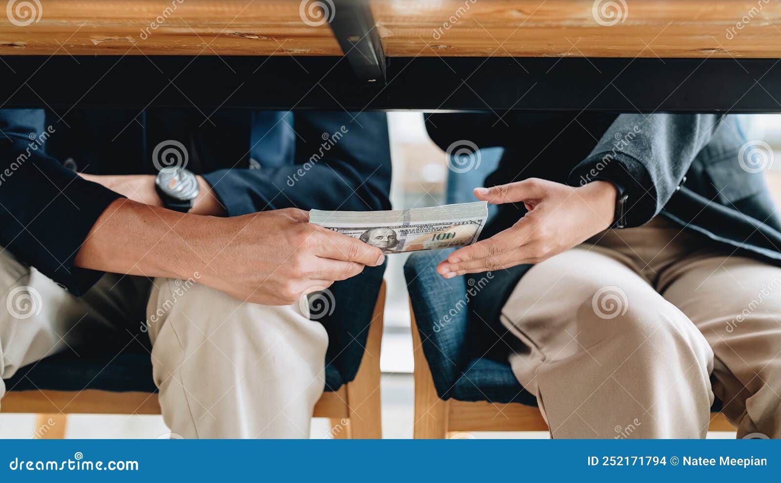 Hands Passing Money Under Table Corruption Bribery Concept Stock Photo ...