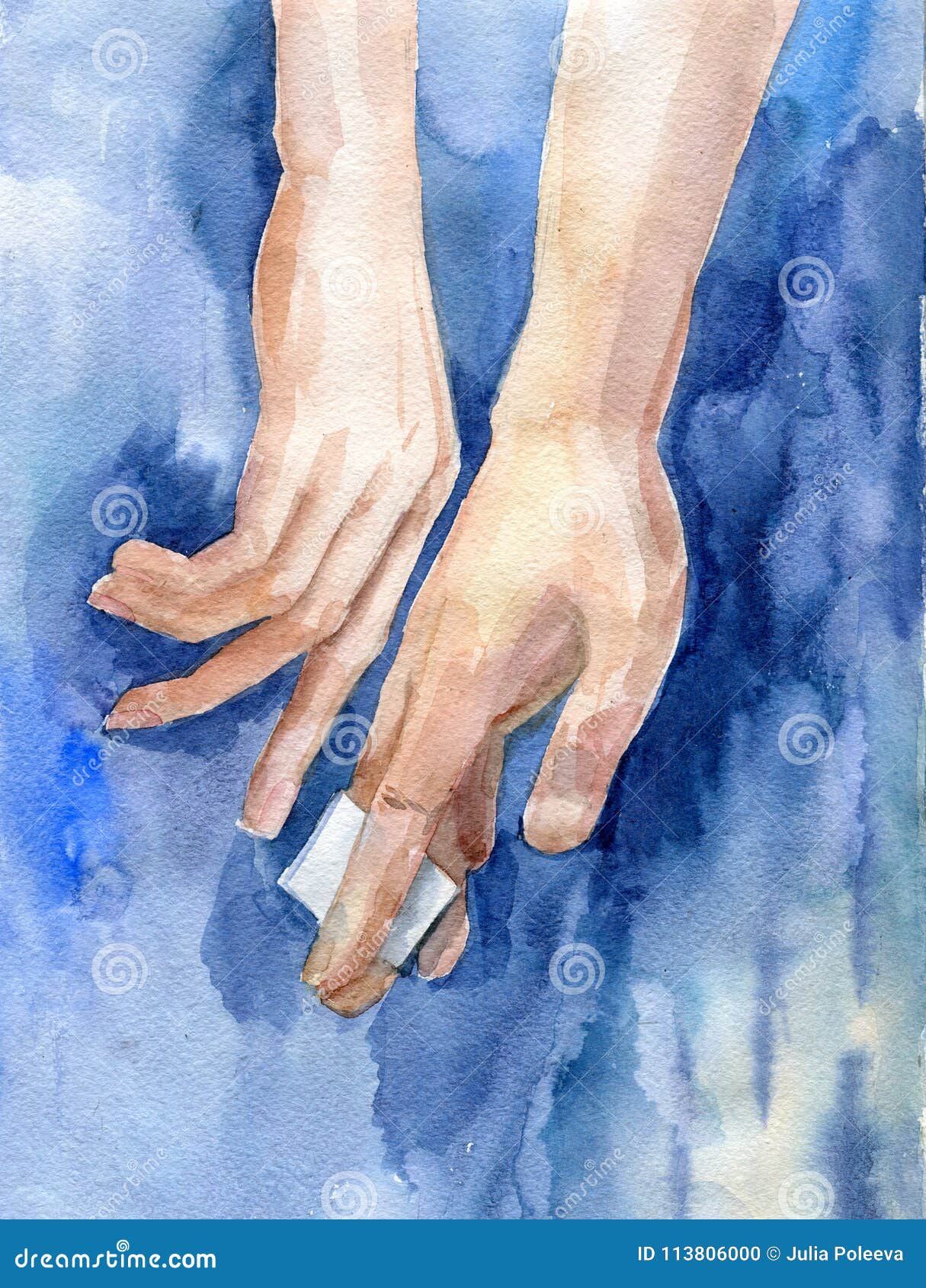 Hands Passing the Note. Watercolor. Stock Illustration - Illustration ...