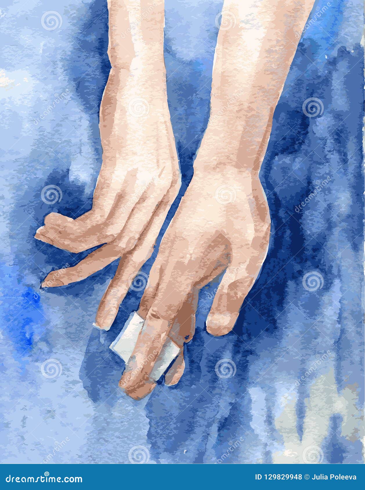 Hands Passing the Note. Watercolor Illustration. Vector Stock Vector ...