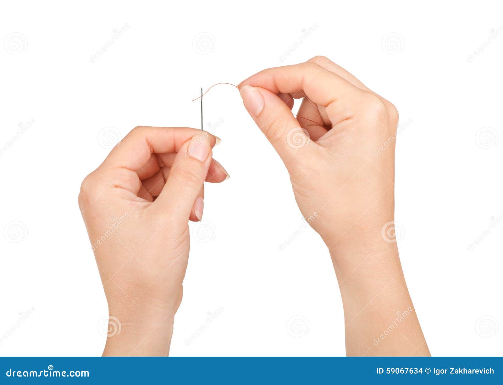 Hands Passing A Thread In A Needle Stock Photo - Image of embroidery ...