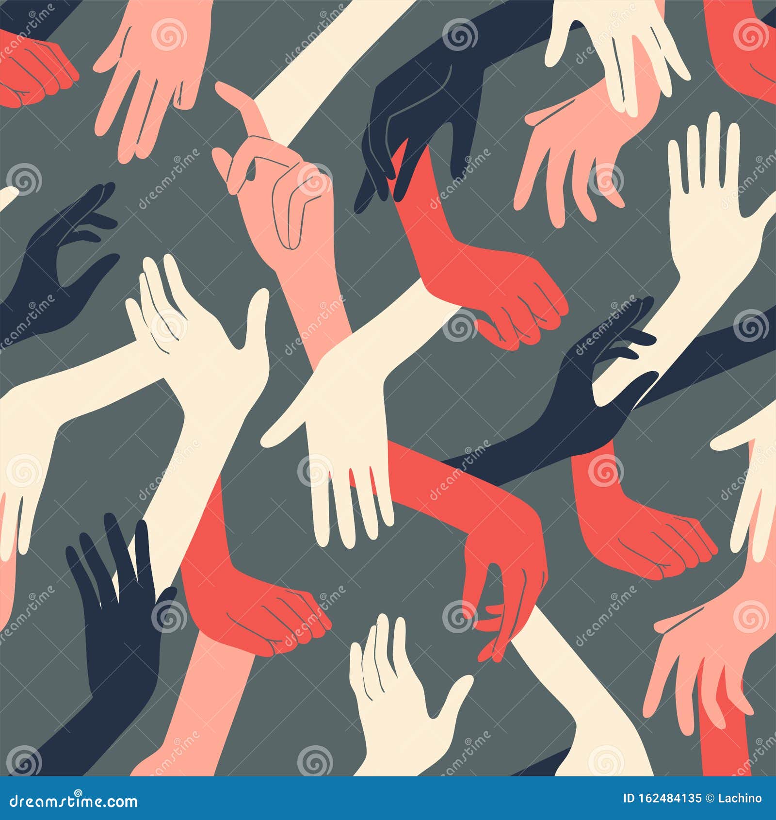 Hands Pattern Illustration Background. Hand Drawn Vector Illustration ...