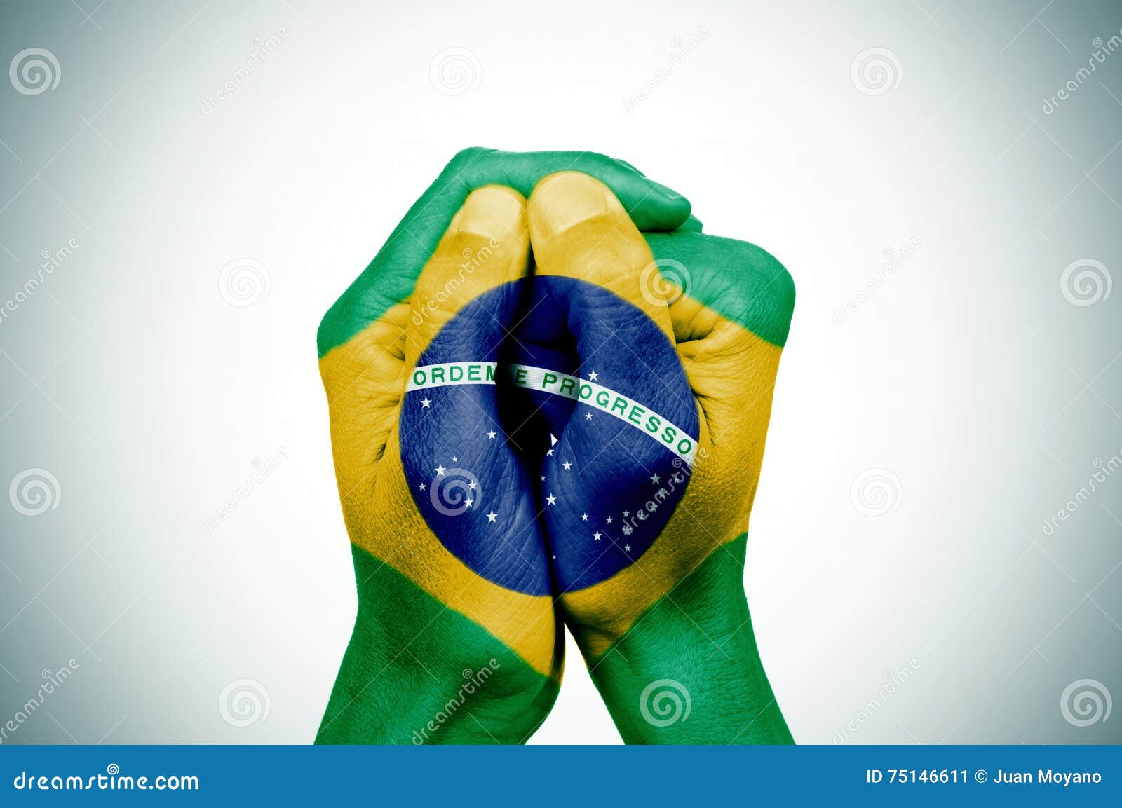 Hands Patterned with the Flag of Brazil Stock Image - Image of national ...