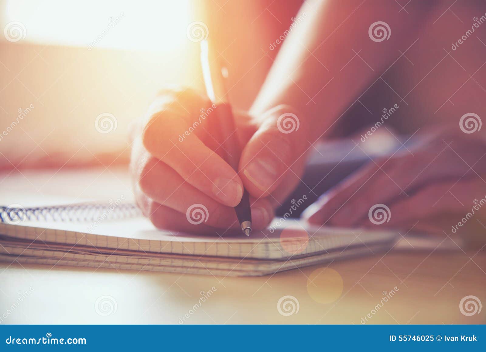 Hands with Pen Writing on Notebook Stock Image - Image of hand ...