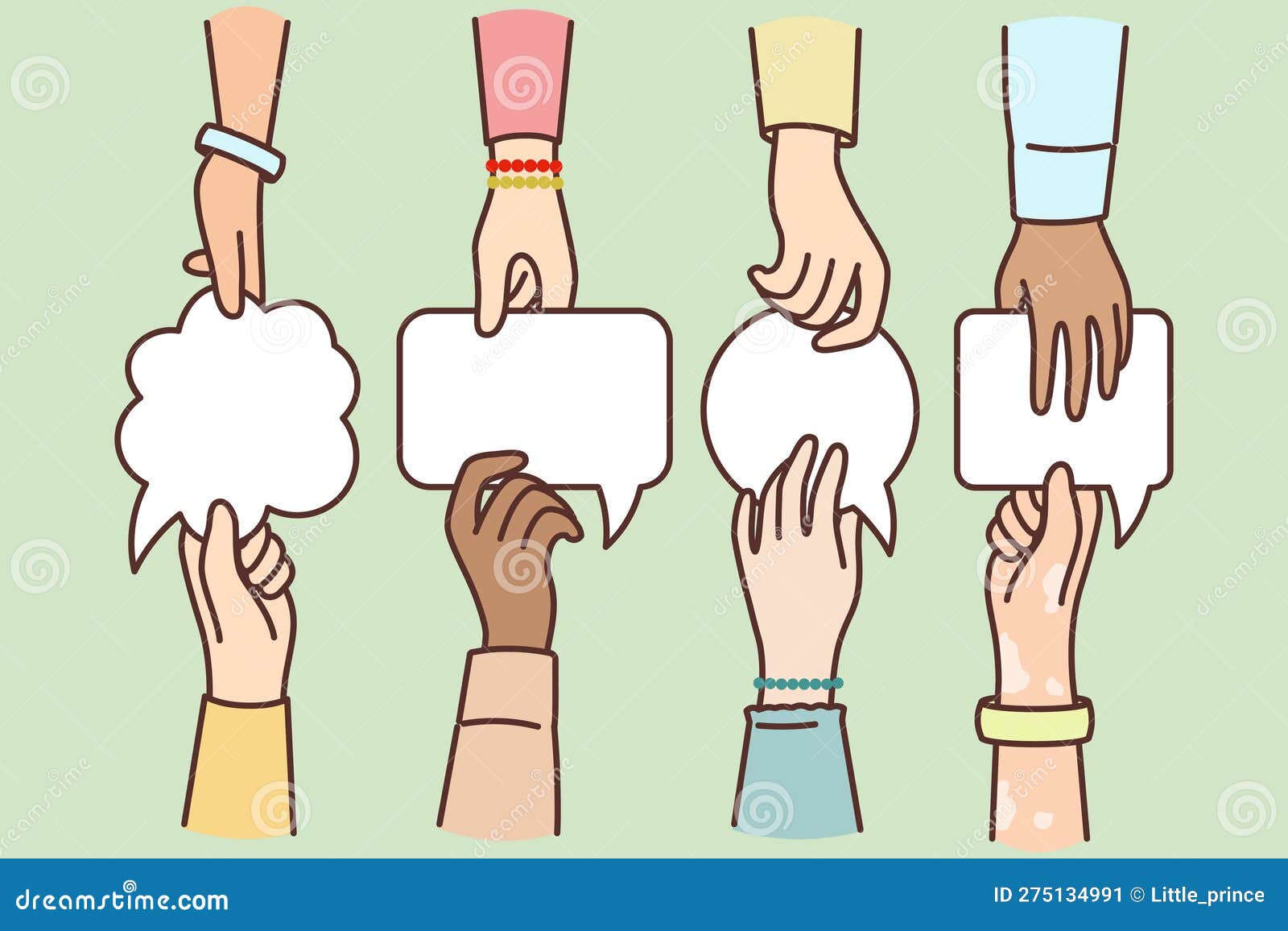 Hands of People with Dialogue Bubbles Symbolizes Negotiations with Aim ...