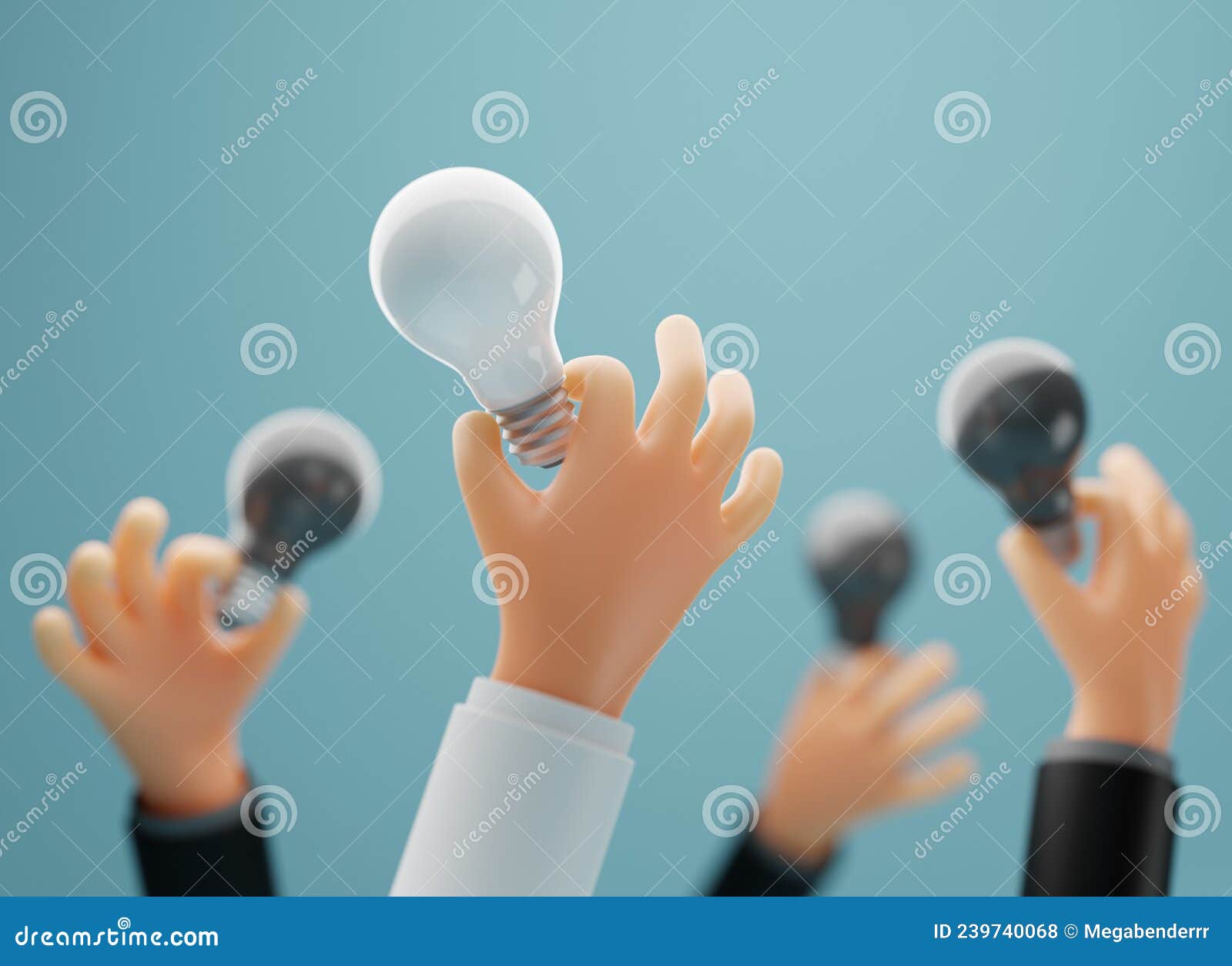Hands of People Holding Light Bulbs on Blue Background. Great Ideas ...