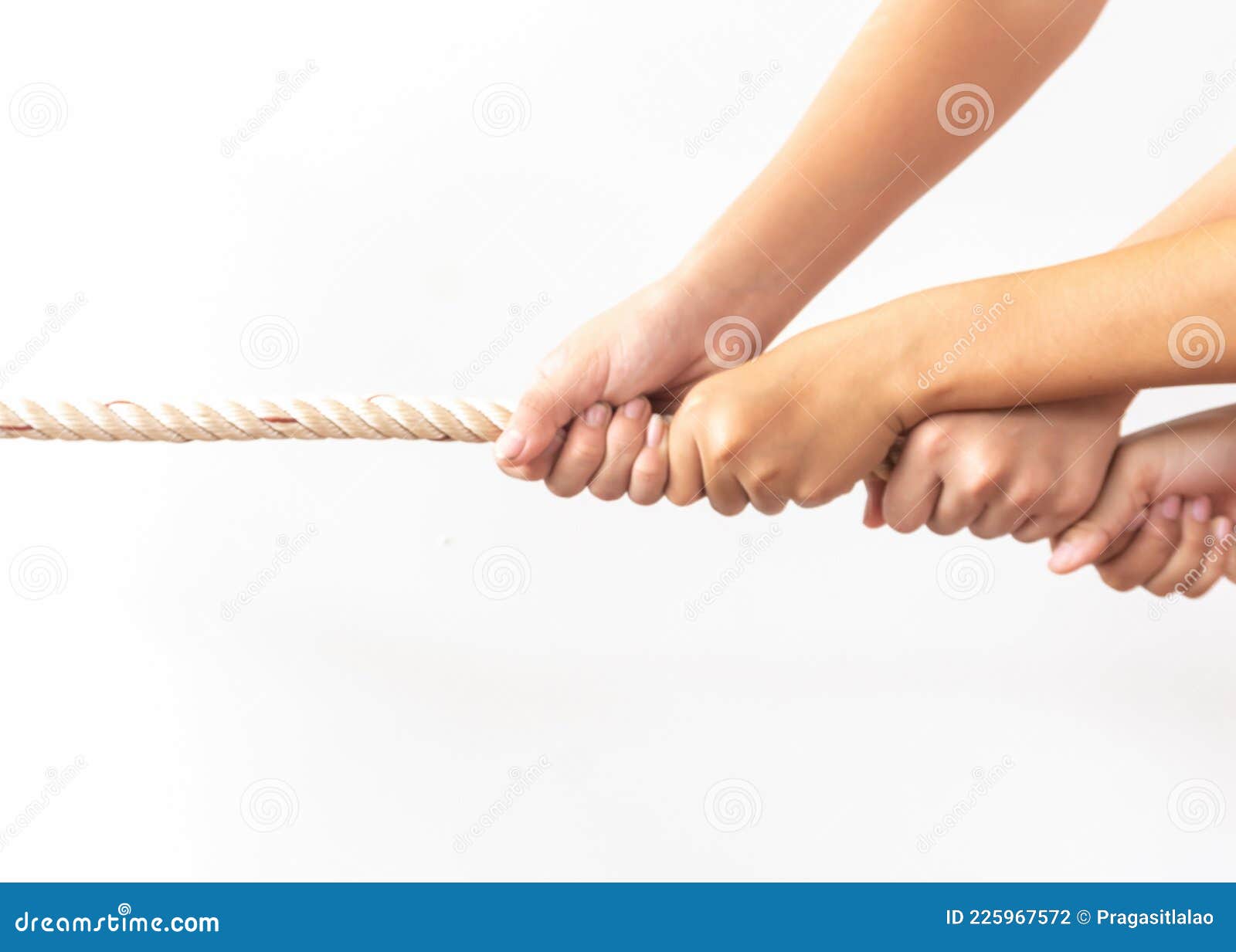 Hands of People Pulling the Rope. Team Building Cooperation Concept ...