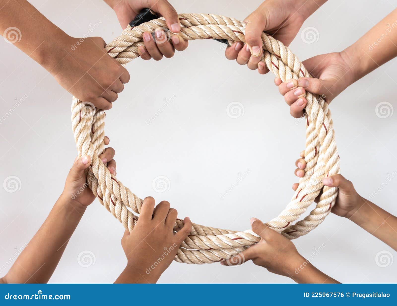 Hands of People Pulling the Rope. Team Building Cooperation Concept ...